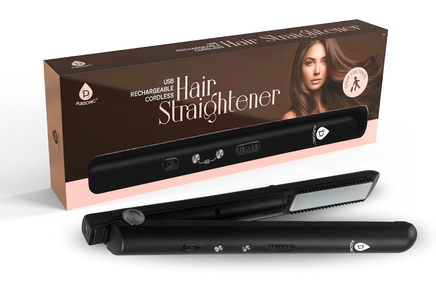 Amazon.com : Pursonic USB Rechargeable Cordless Hair Straightener with ...