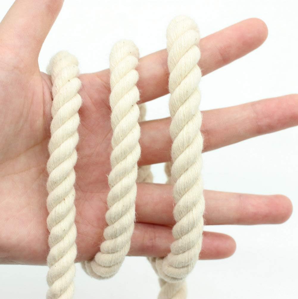 AILINDA 10mm Natural Twisted Cotton Rope Super Soft Macrame Cord 3 ...