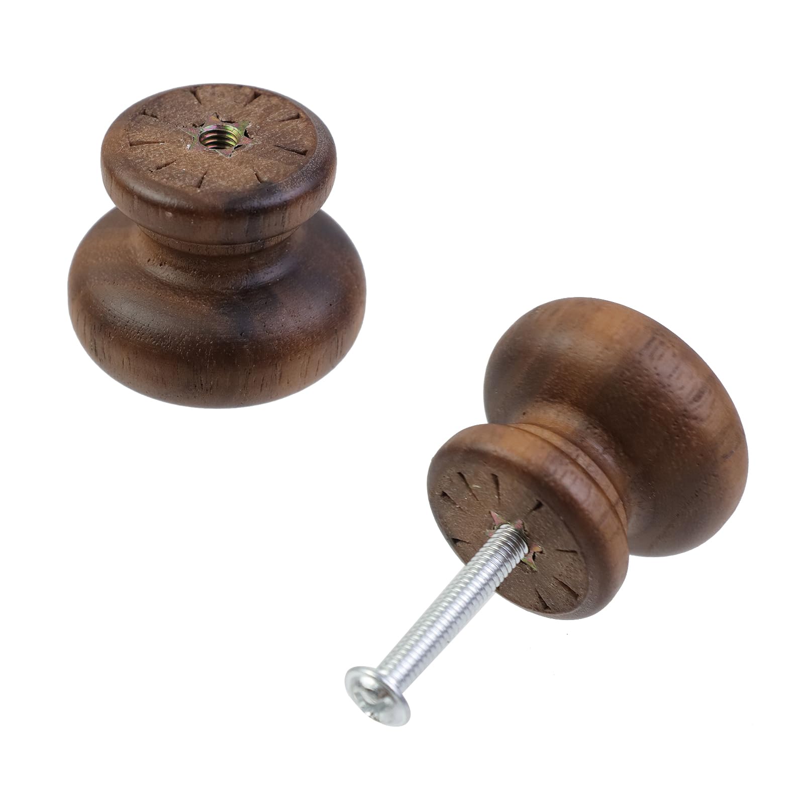 Snapklik.com : Oedema 10pcs Walnut Wood Dresser Knobs Wooden Knobs Mushroom Shape Knobs For ...