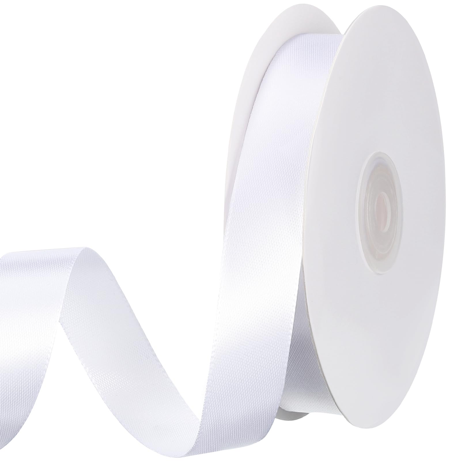 50 Meter White Ribbon, 20mm Satin Ribbon Gift Ribbon Polyester Ribbon ...