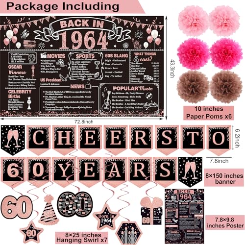 Snapklik.com : 60th Birthday Decorations For Women,16PCS Back In 1964 ...