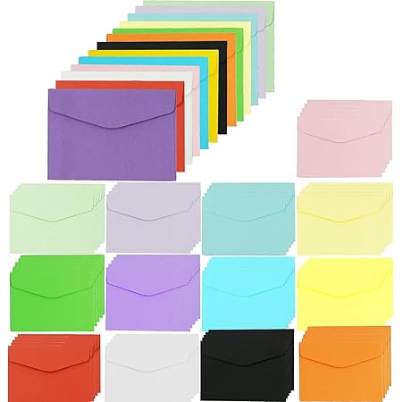 VEGCOO 70 Pcs Mini Envelopes in Assorted Colours, Small Mixed Coloured ...