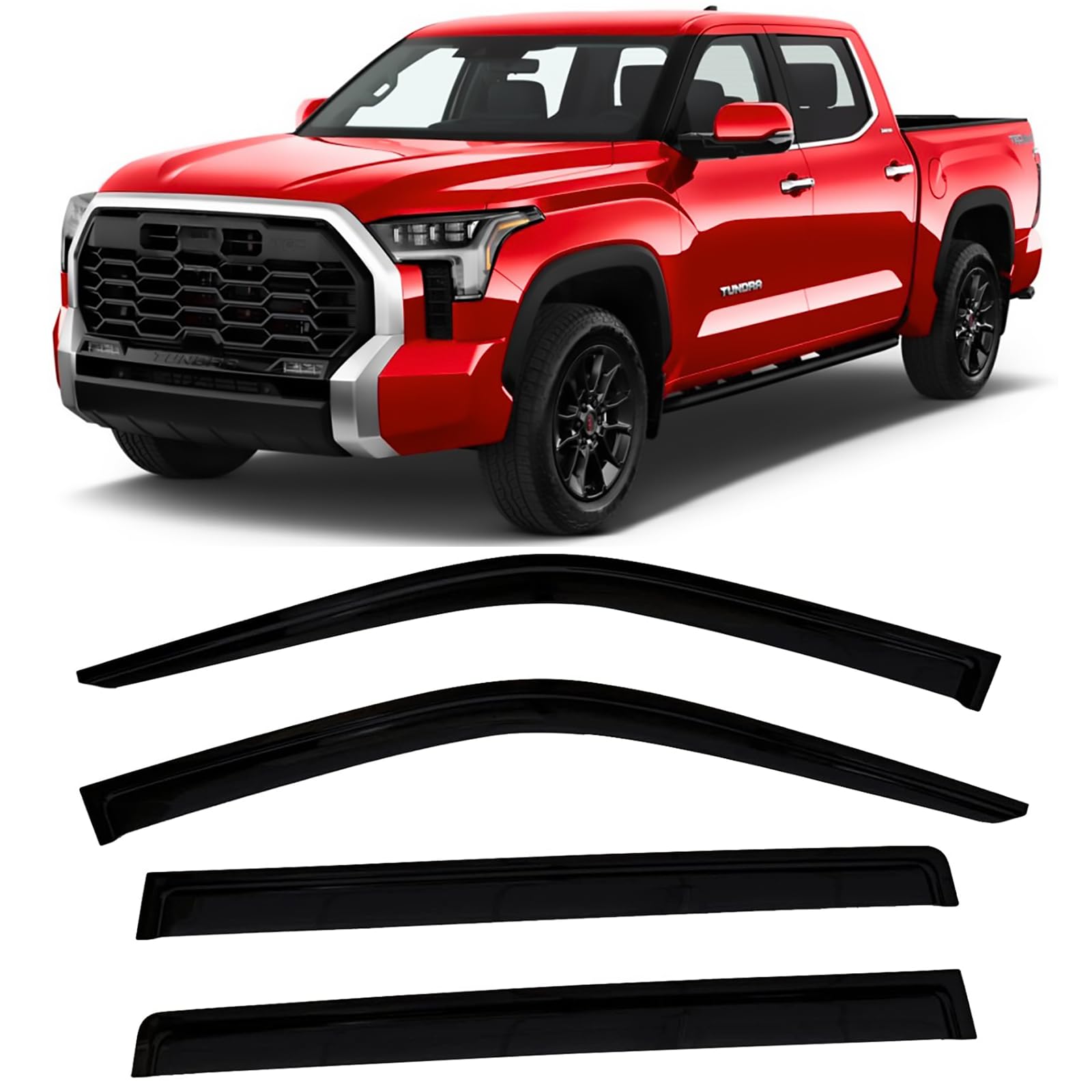 2022-2025 Tape-On Side Window Visor Deflectors for Toyota Tundra ...