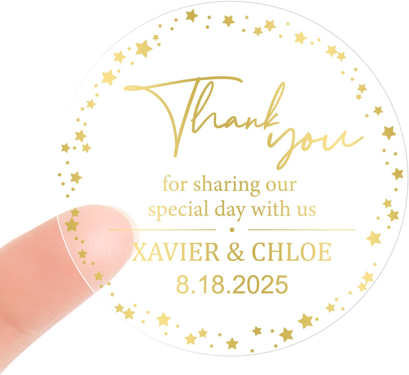 Amazon.com : Personalized Gold Wedding Stickers - Custom Clear ...