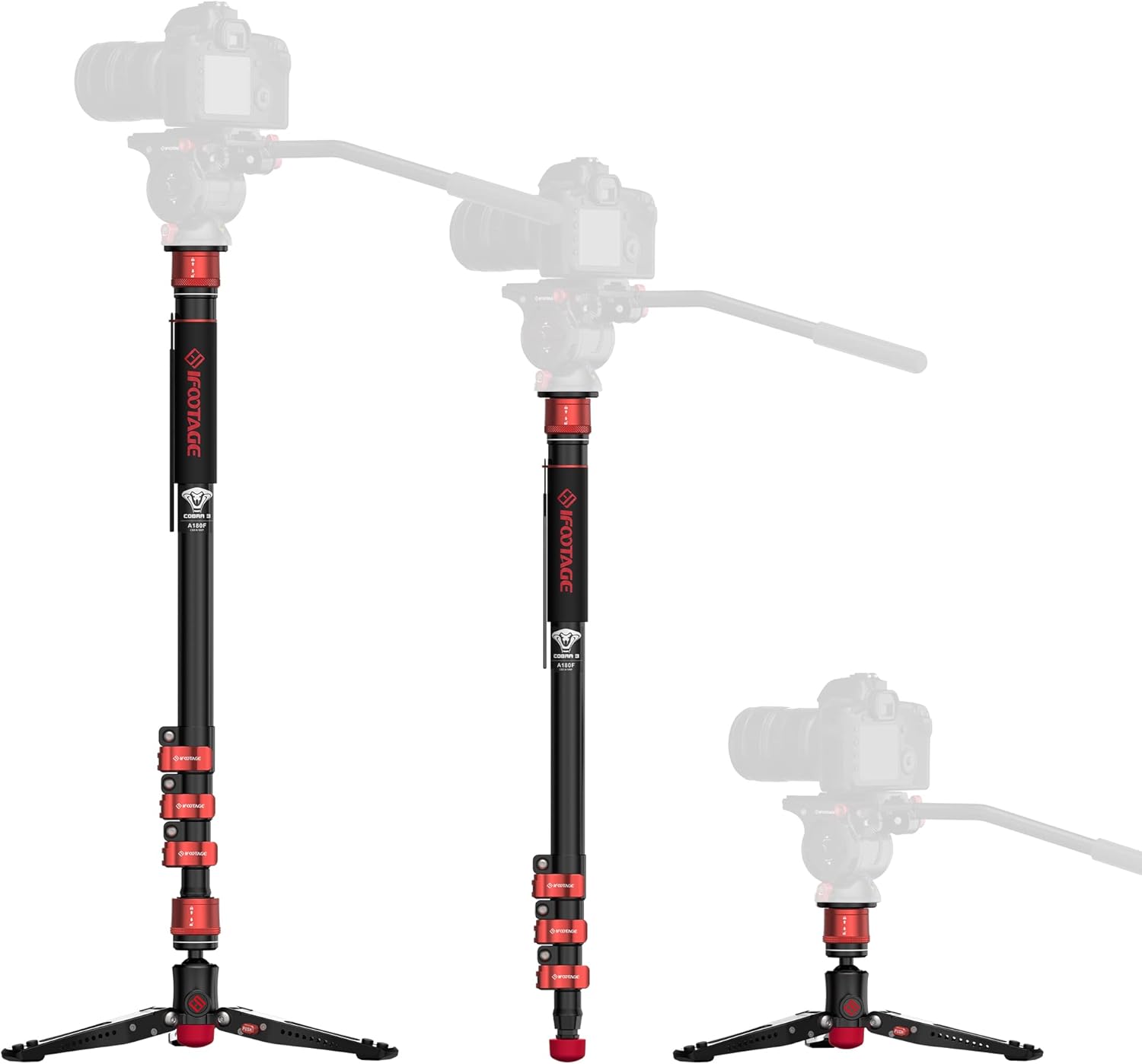 Amazon.com : IFOOTAGE 71" Aluminum Monopod, Cobra 3 A180F, Telescopic ...