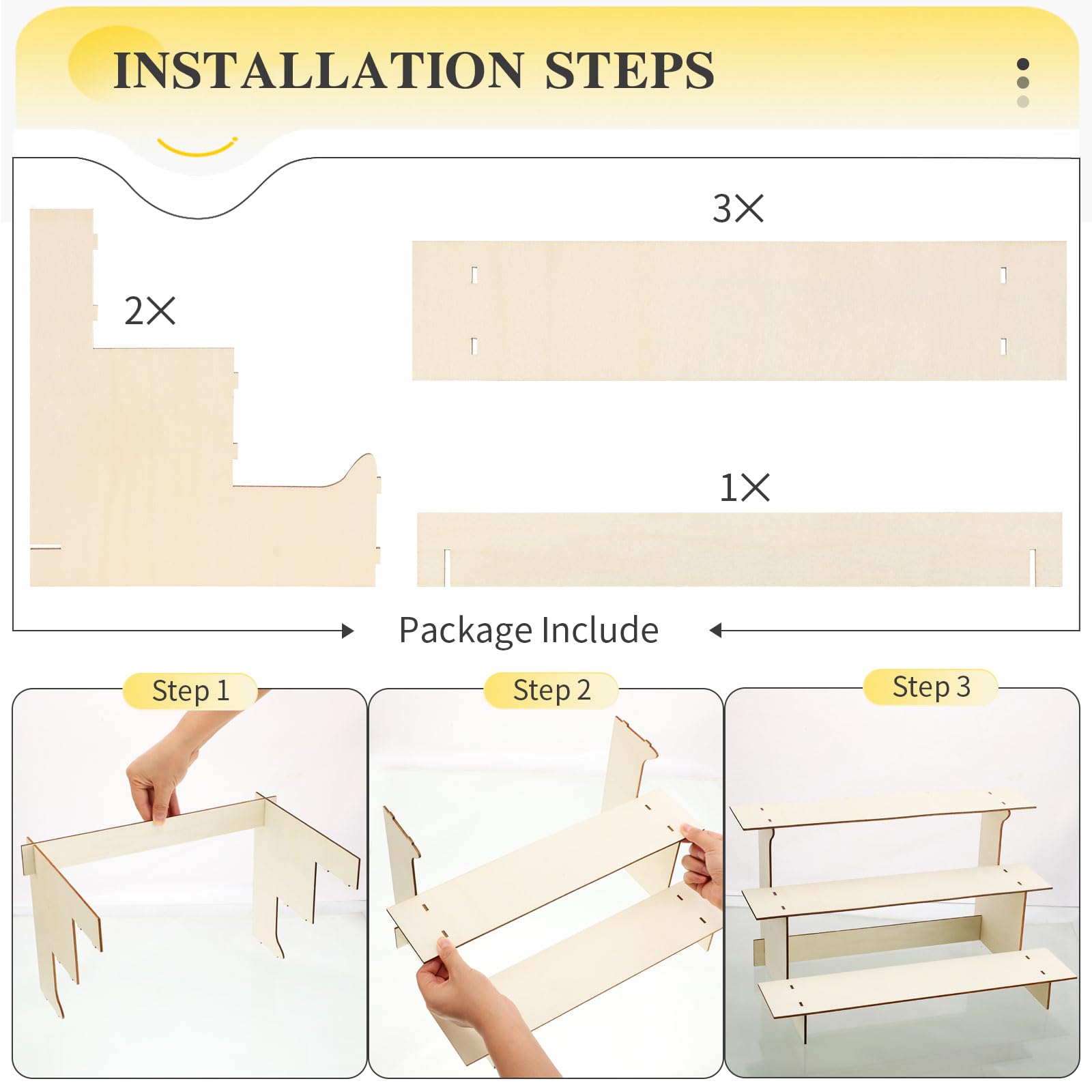 Snapklik.com : 3-Tier Retail Table Display Stand Portable Wooden Retail ...