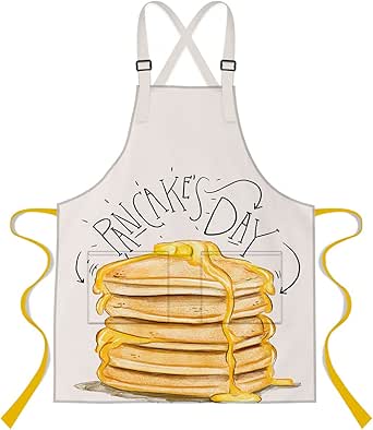 Amazon.com: LshyMn Pancake's Day Apron with 2 Pockets 33.4x27.5 Inches ...