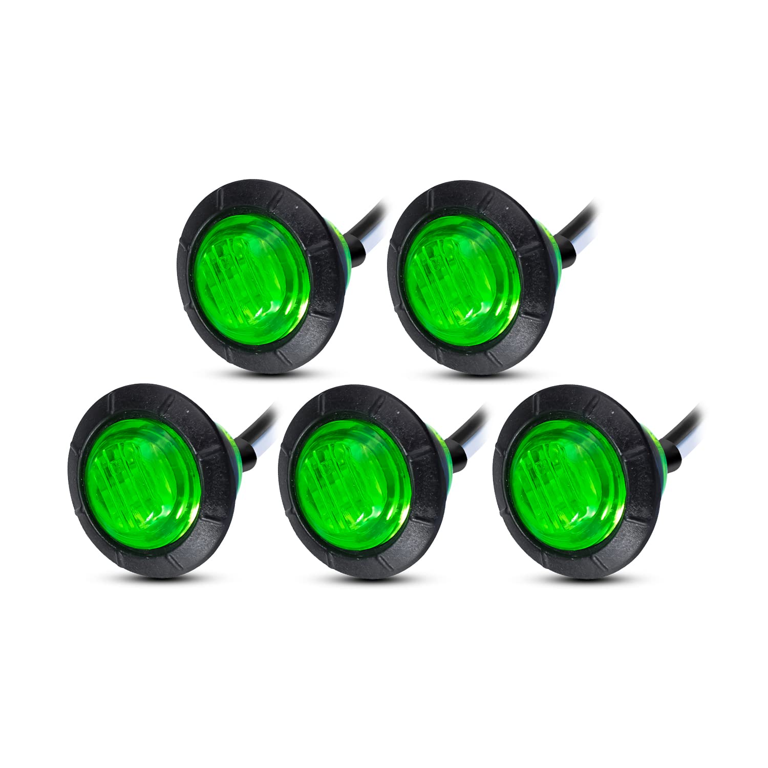 Amazon.com: Meerkatt (Pack of 5) 3/4 Inch Mini Round Green LED Side ...