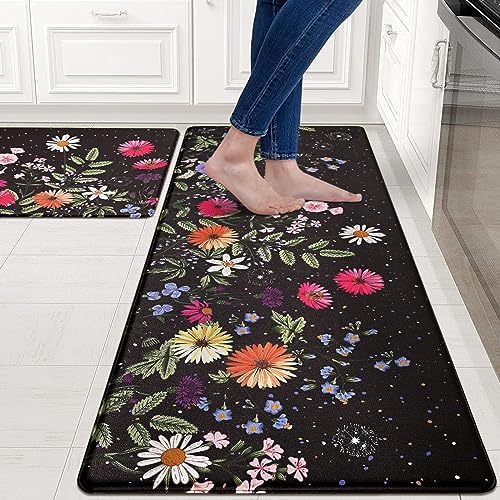Amazon.com: chiinvent Pink Floral Kitchen Rug Mats Set of 2 Boho Flower ...