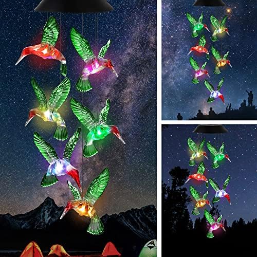 Amazon.com : Hummingbird Solar Wind Chimes, OkayGoo Hummingbirds Solar ...