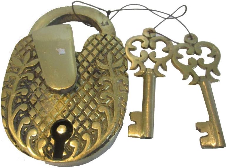 BRASS BLESSING : Vintage Style Brass Padlock - Lock with Key - Brass Made - Working Lock - Door ...