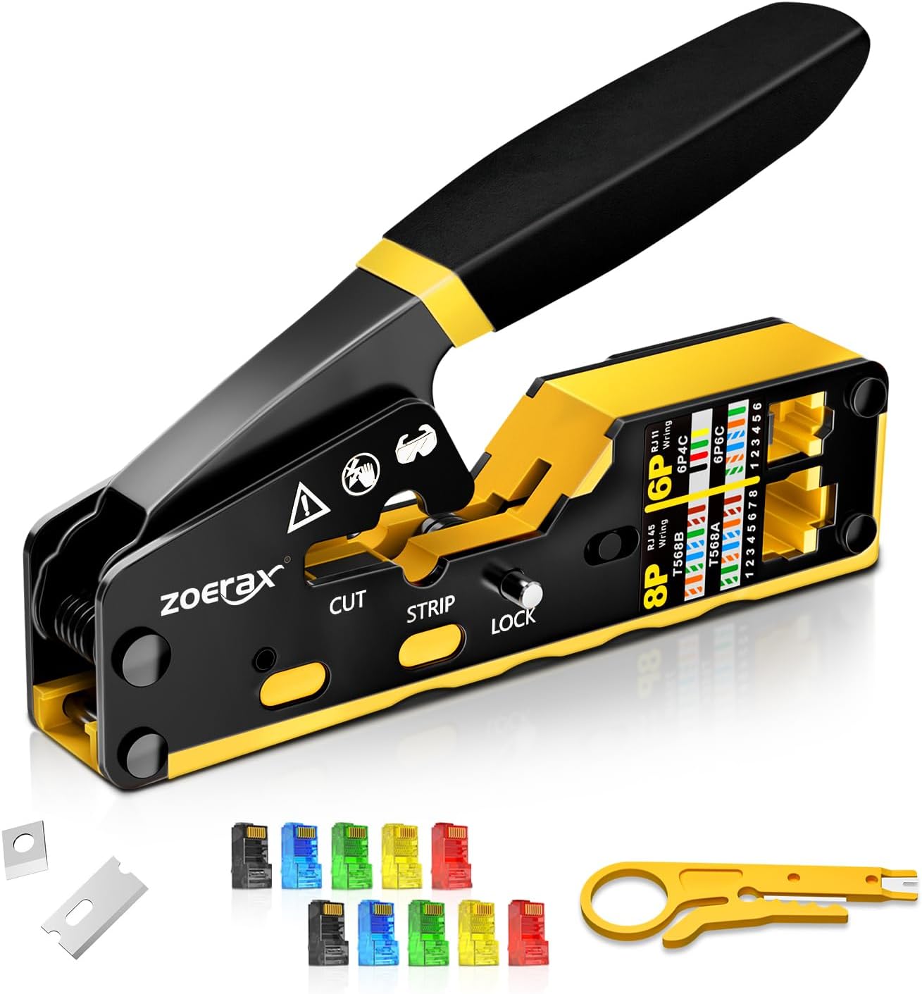 RJ45 Ethernet Network Tool Kit, Pass Through Cat6 Crimping Tool for ...