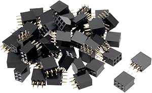 uxcell 50Pcs 2.54mm Pitch 2x3-Pin Double Row Straight Connector Female Pin Header Strip PCB ...