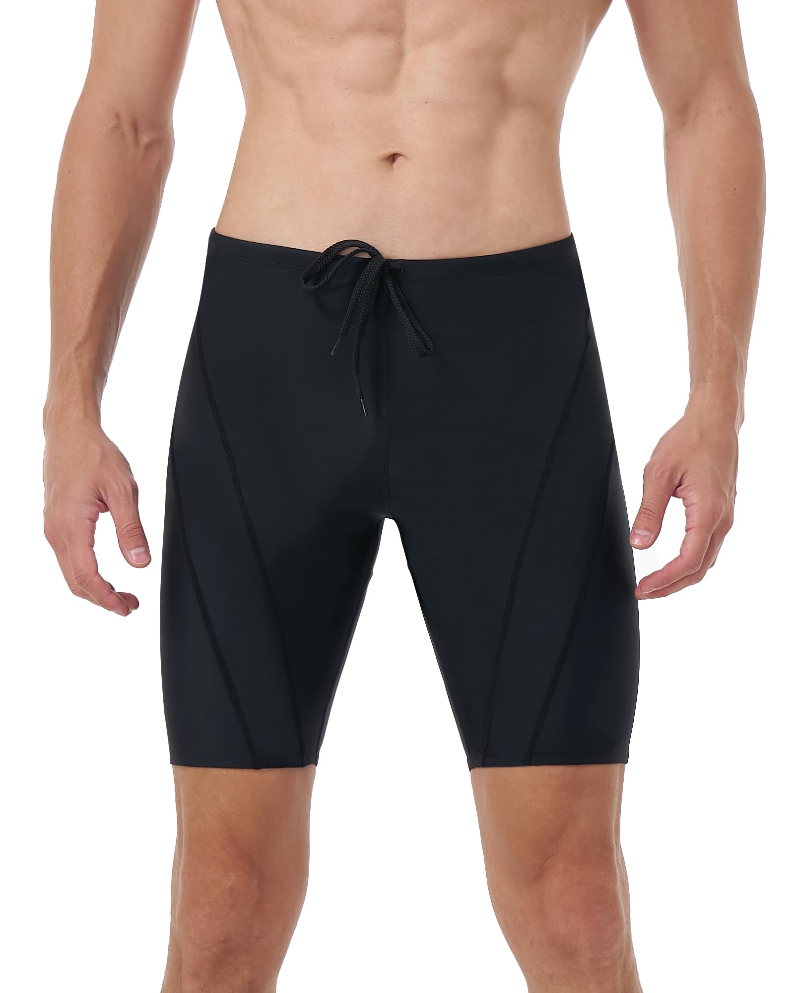 Snapklik.com : Swim Jammers For Men UPF 50+ Black Solid Swimming ...