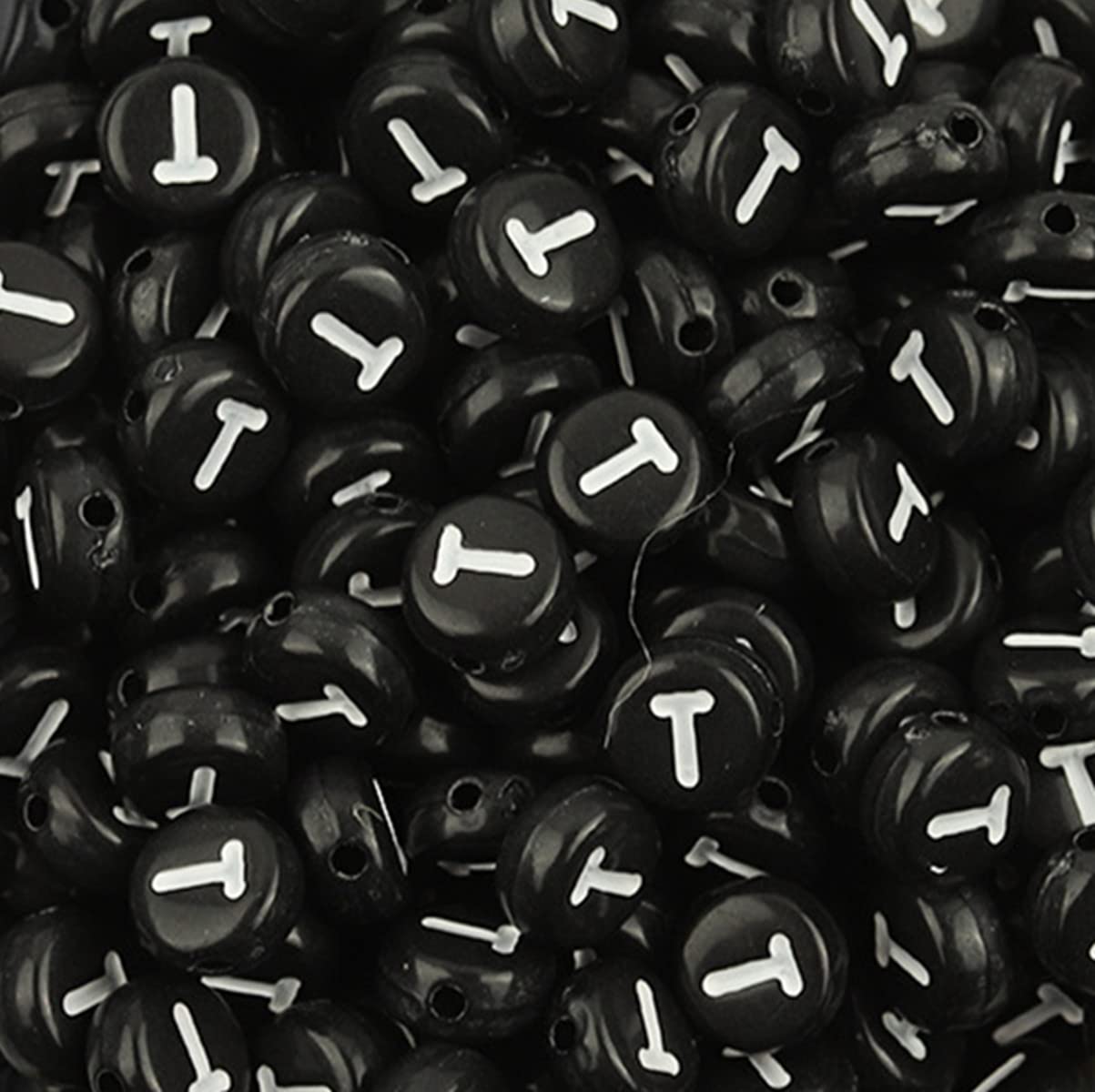 Amazon.com: Bxwoum 100 Pieces Letter Beads 4×7mm Black Round Acrylic ...