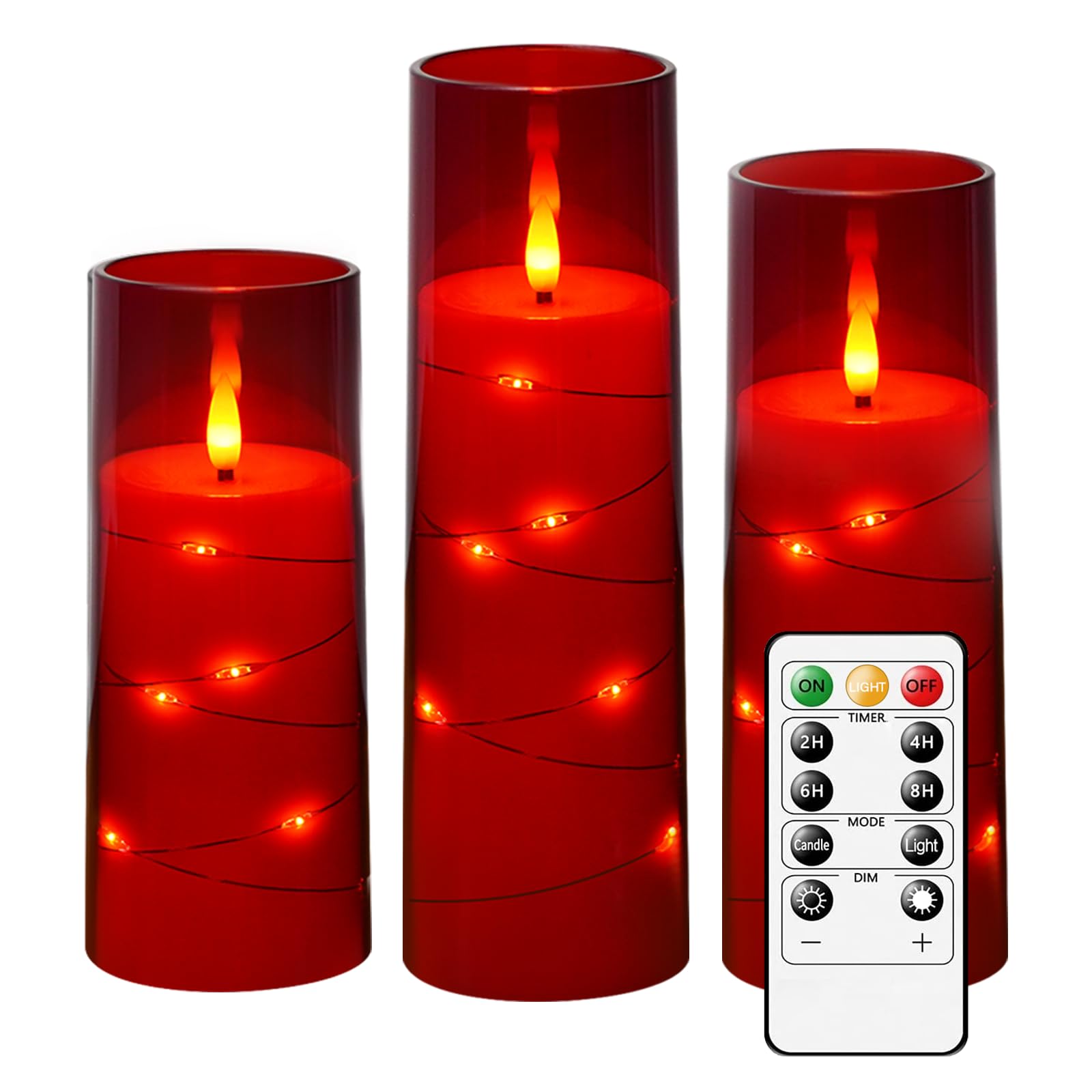 Buy Set 3 Acrylic Flameless LED Candles | 2.3"x 5" 6" 7" | Remote ...