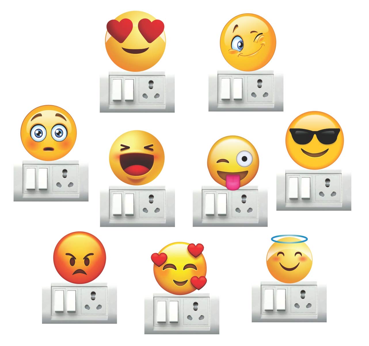 Buy VCREATE DECOR Emoji Switch Board Sticker & Decal (PVC Vinyl,Size ...