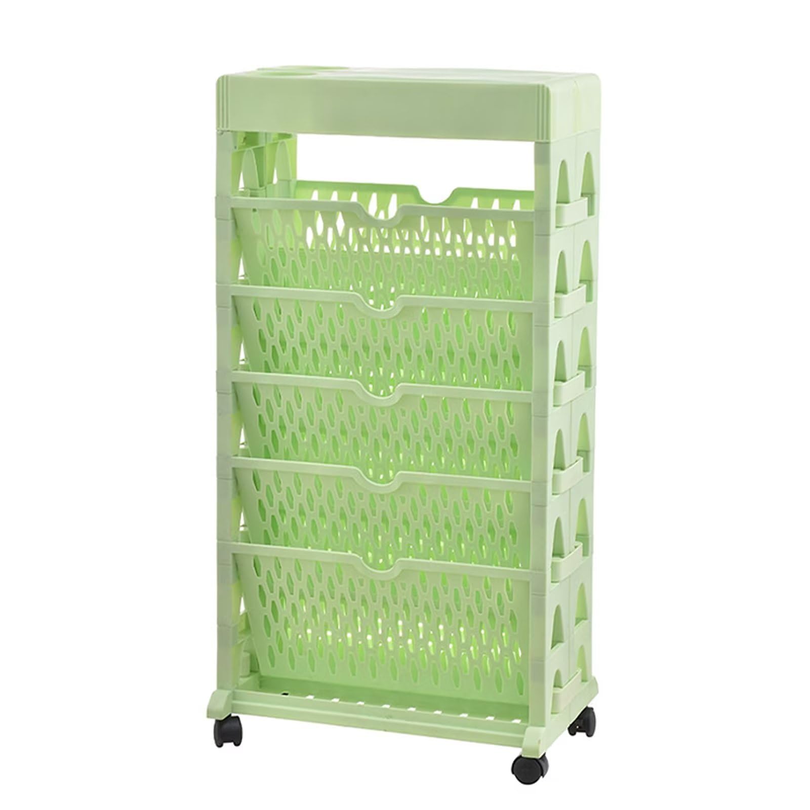 Rolling Bookshelf Cart,6-Tier Large Capacity,on Wheels Moveable Office ...