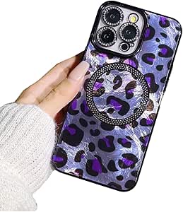 Amazon.com: Leopard Cheetah Print Magnetic Phone Case for iPhone, Compatible with MagSafe ...