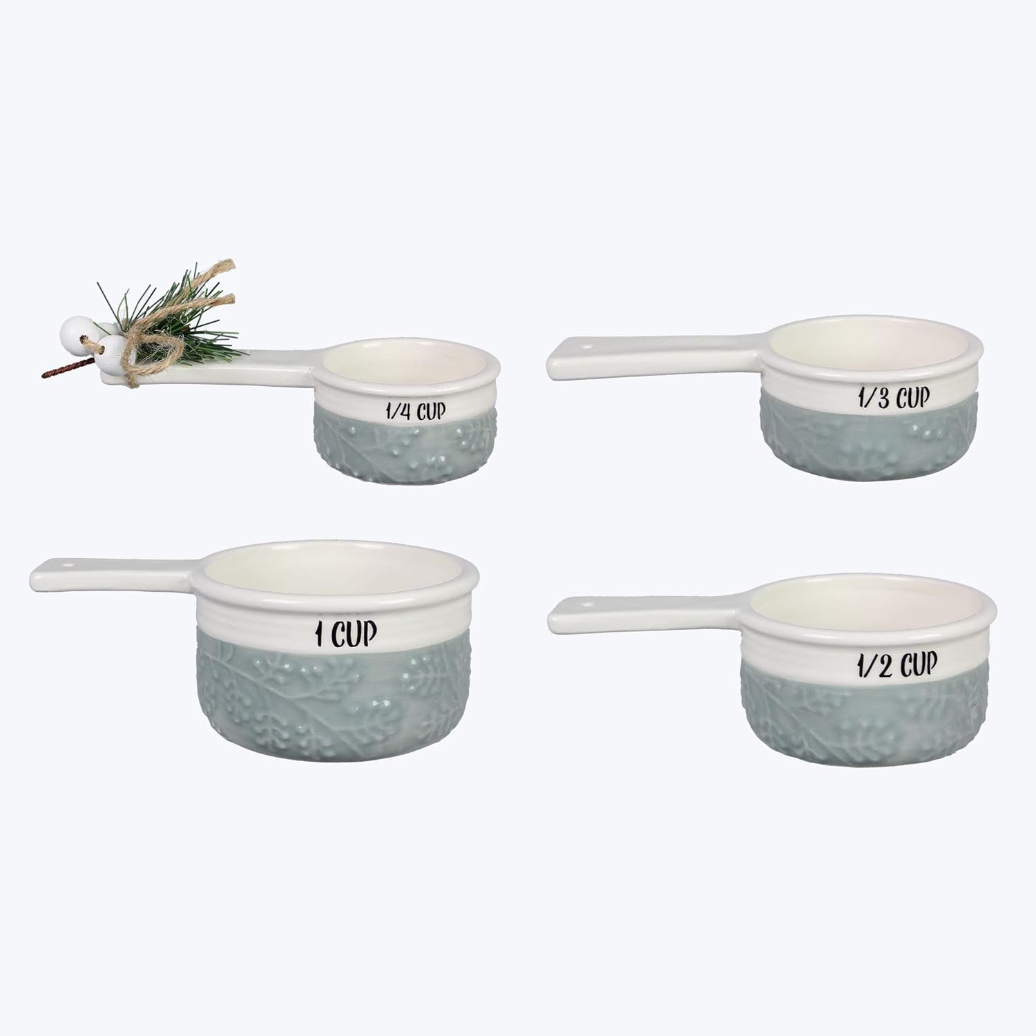 Amazon.com: Young's Inc. Ceramic Measuring Cups Cute White Kitchen ...
