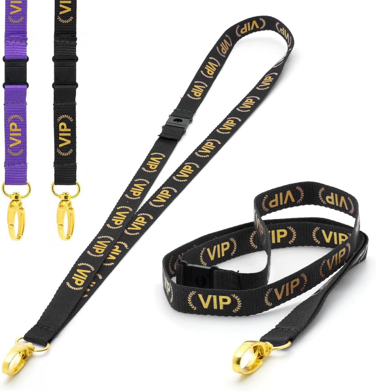 CKB Ltd Black VIP LANYARDS Breakaway Safety Lanyard Neck Strap Swivel ...