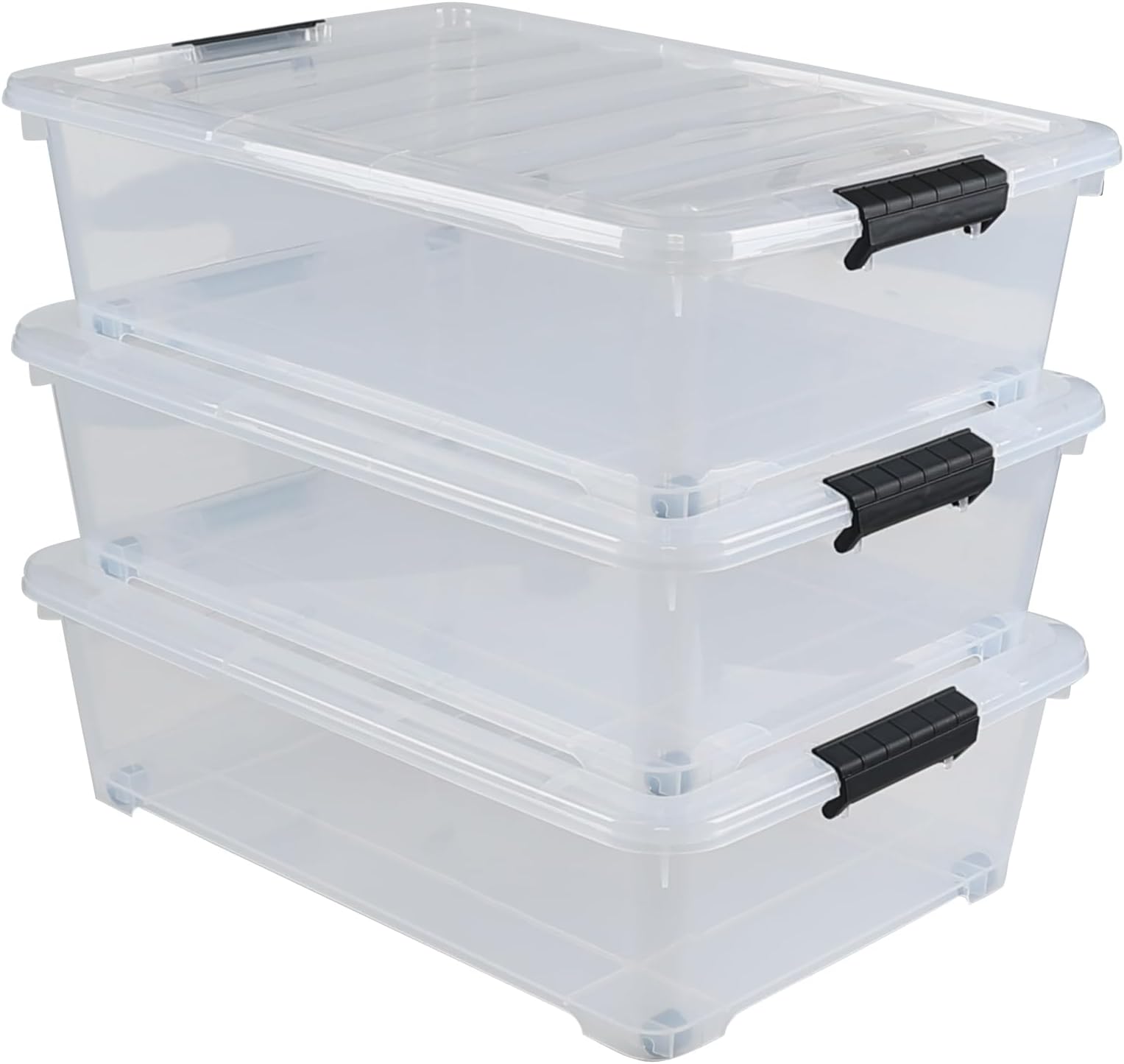 Amazon.com: Hespama 25 Quart Clear Plastic Underbed Storage Bin with ...