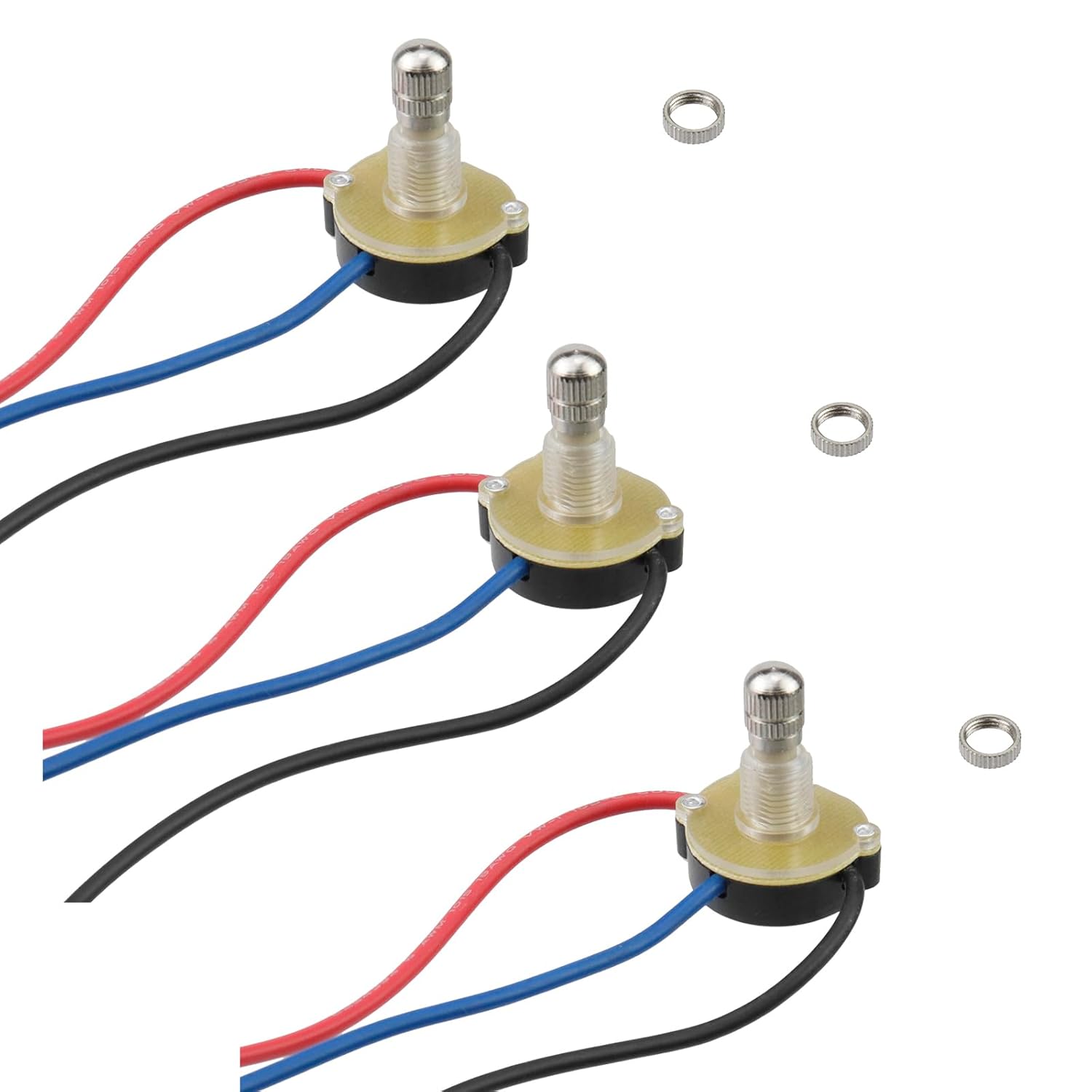 Antrader 3Pcs Push Button Rotary Switch,6A 125V Brass Replacement Part ...