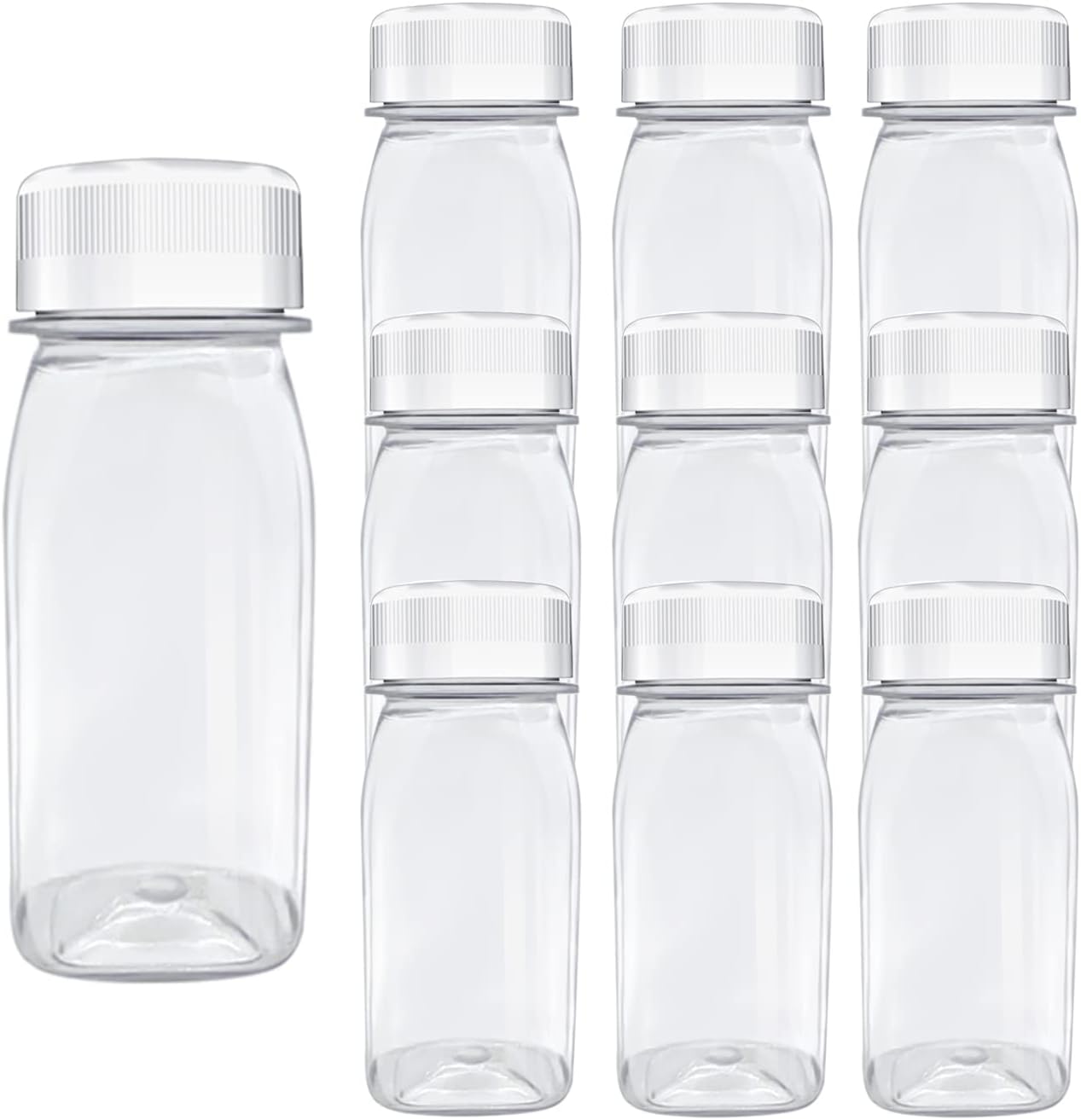 MYYZMY 10 Pcs 4 Ounce Plastic Juice Bottles, Reusable Bulk Beverage ...