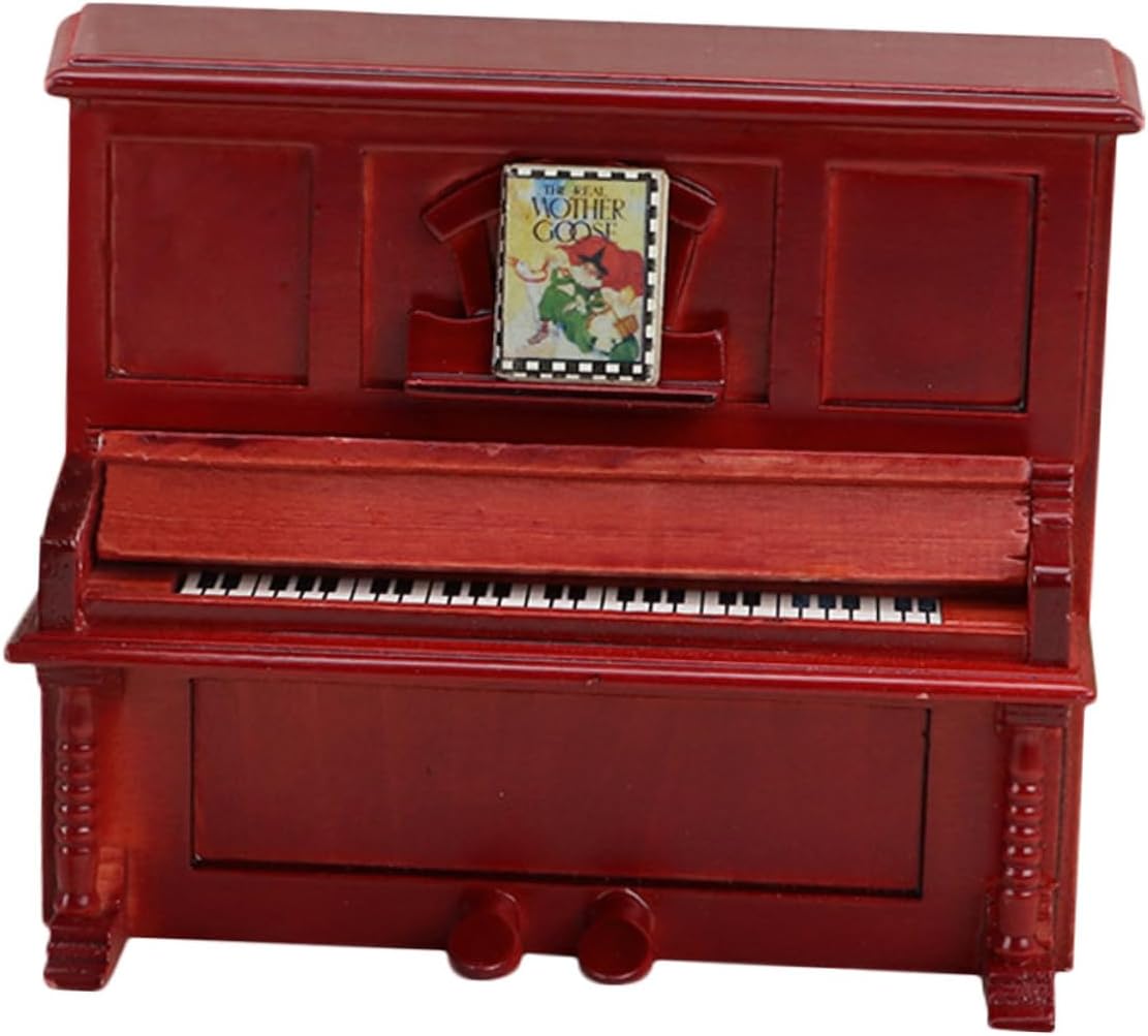 Amazon.com: Miniatures Mini Piano Model Wood Toys Upright Piano Wood ...