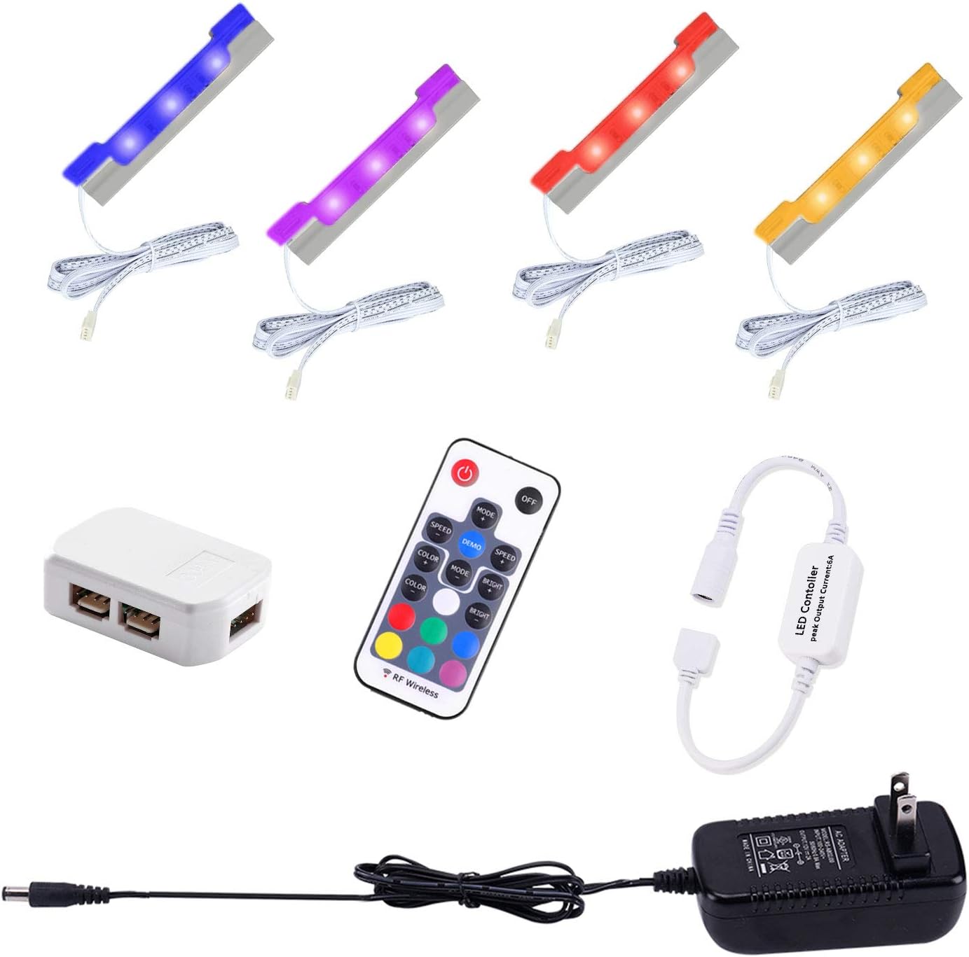 AIBOO LED Under Cabinet Night Lights Kit for Glass Edge Shelf Back Side ...