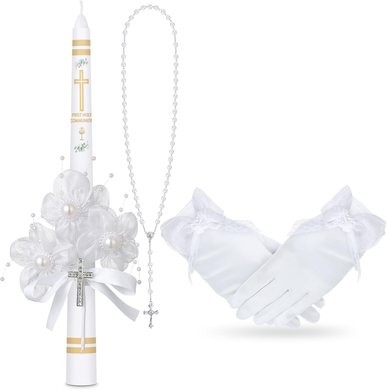 Amazon.com: Conelist Baptism Candle Set for Girls First Holy Communion ...