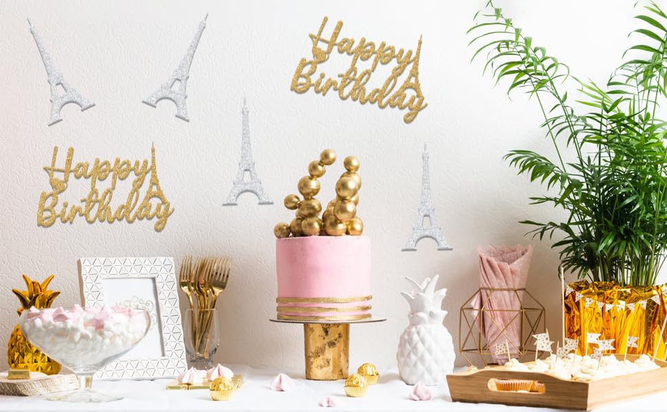 Snapklik.com : 12Pcs Paris Happy Birthday Centerpiece Sticks, Silver ...