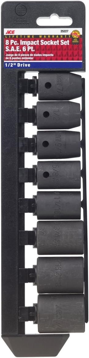 Amazon.com : Ace 8 Pc 1/2 Drive Sae Impact Socket Set : Tools & Home ...
