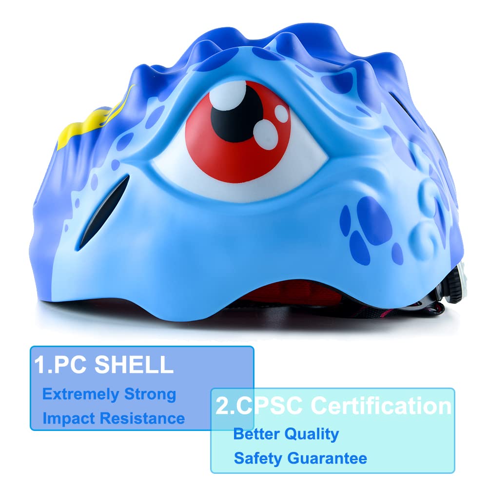 Apusale Kids Bike Helmets Dinosaur Helmet Adjustable Toddler Helmet for ...
