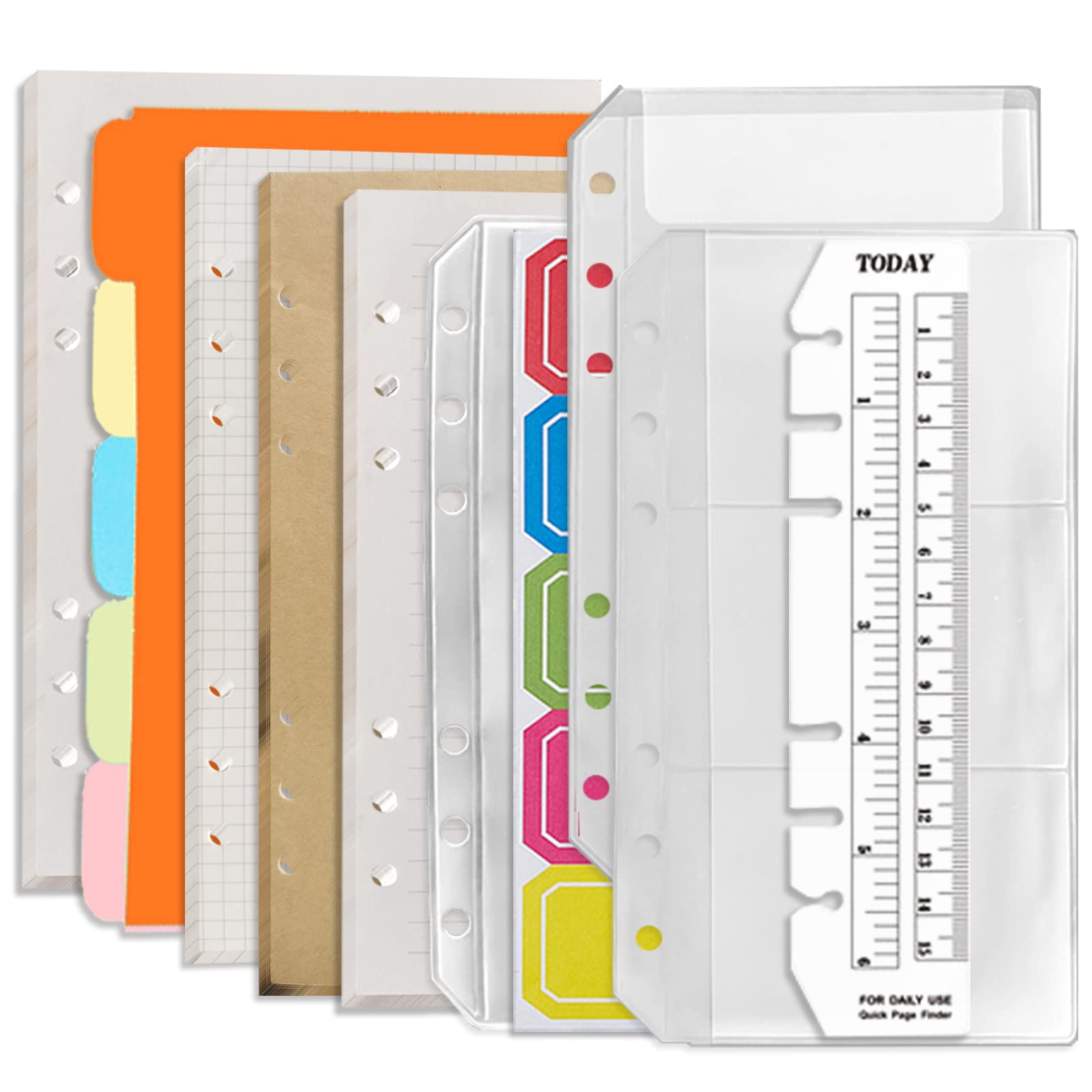 Amazon.com : DY.2ten A6 6-Hole Binder Notebook Refills Set -(Gridded ...