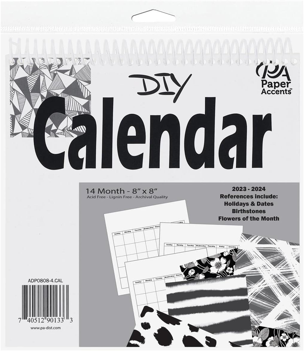 Amazon.com: Accent Design Paper Accents CYO Calendar 8x8 Blank Wht ...