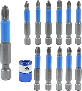 BokWin 10 Pcs Anti Slip Phillips Bits Set PH&PZ Driver Bit 1/4 Inch Hex ...