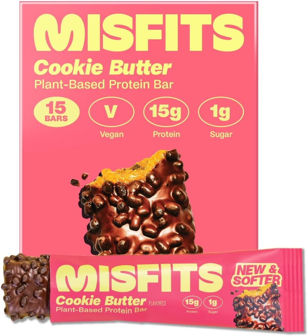 Amazon.com : Misfits Vegan Protein Bars, Cookie Butter - Updated Recipe ...