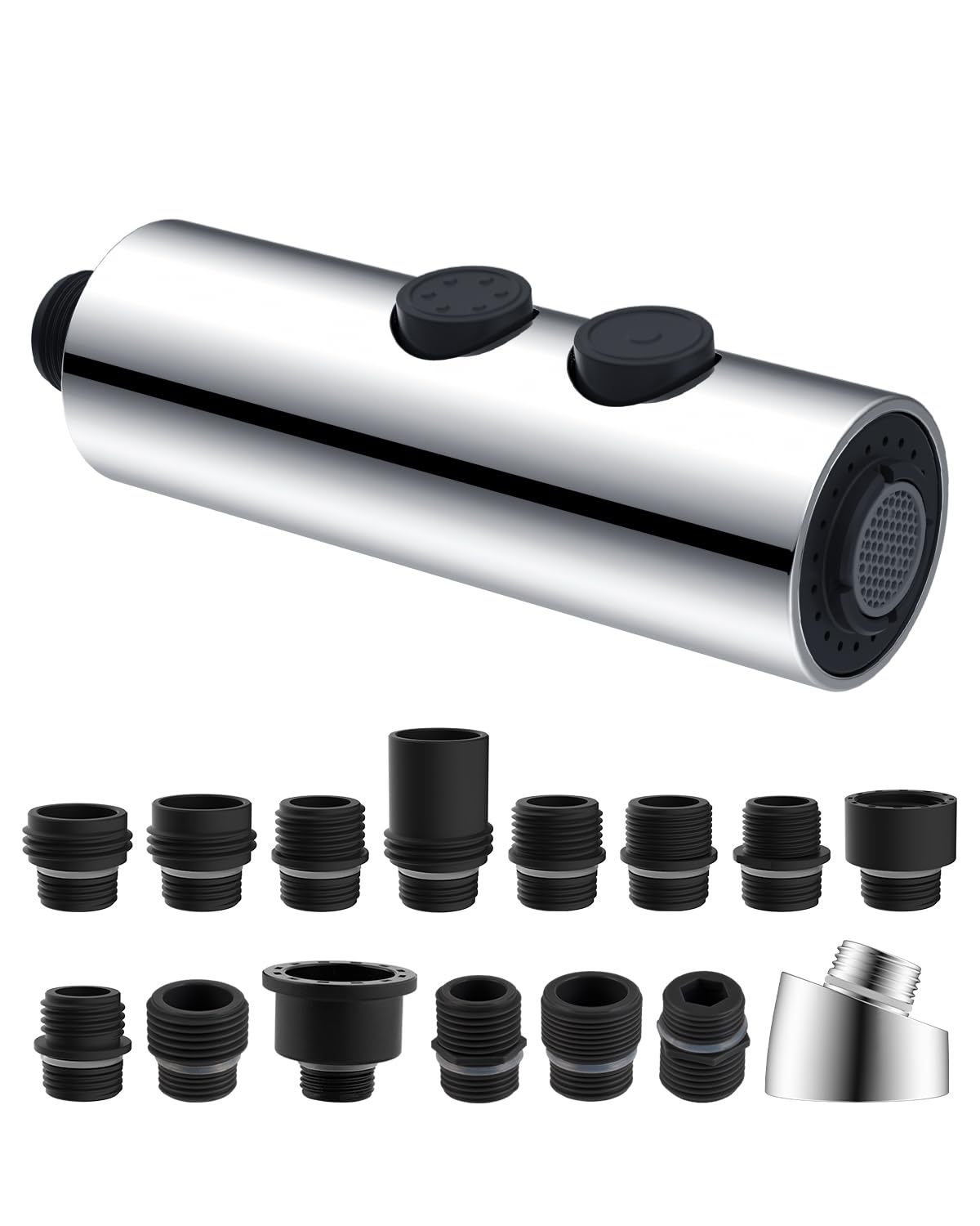 Metal Pull Down Kitchen Faucet Head Replacement with 15 Adapters, Pull ...