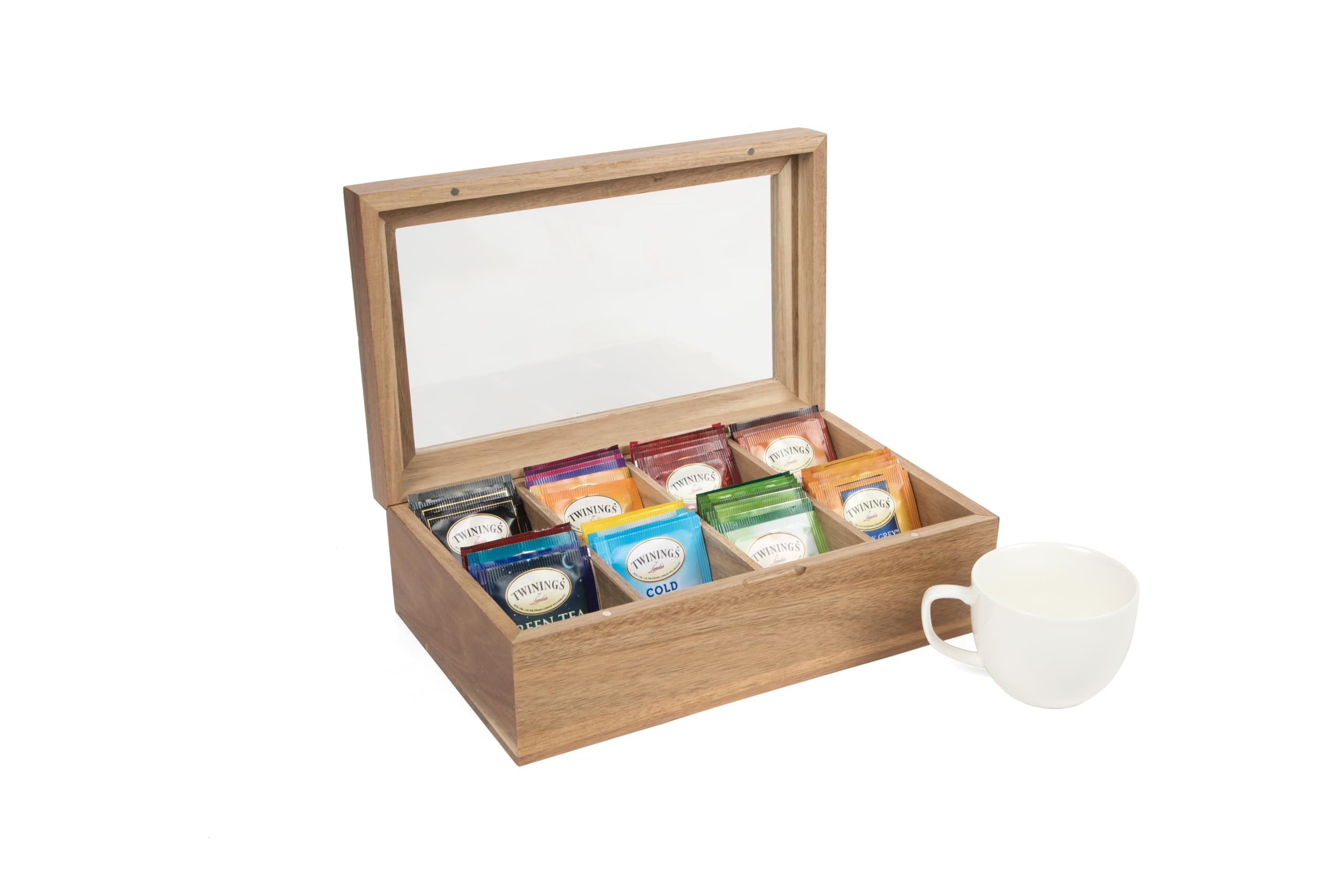 Amazon.com: Tea Bag Organizer with Lid | Acacia Wood Tea Bag Storage ...