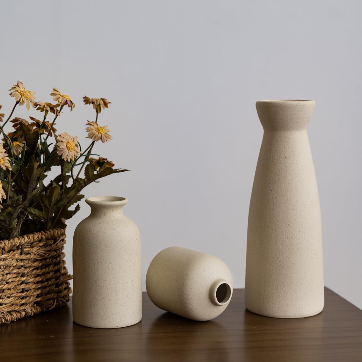 Amazon.com: Ceramic Vases Set 3 for Farmhouse Home Decor, Modern Small ...