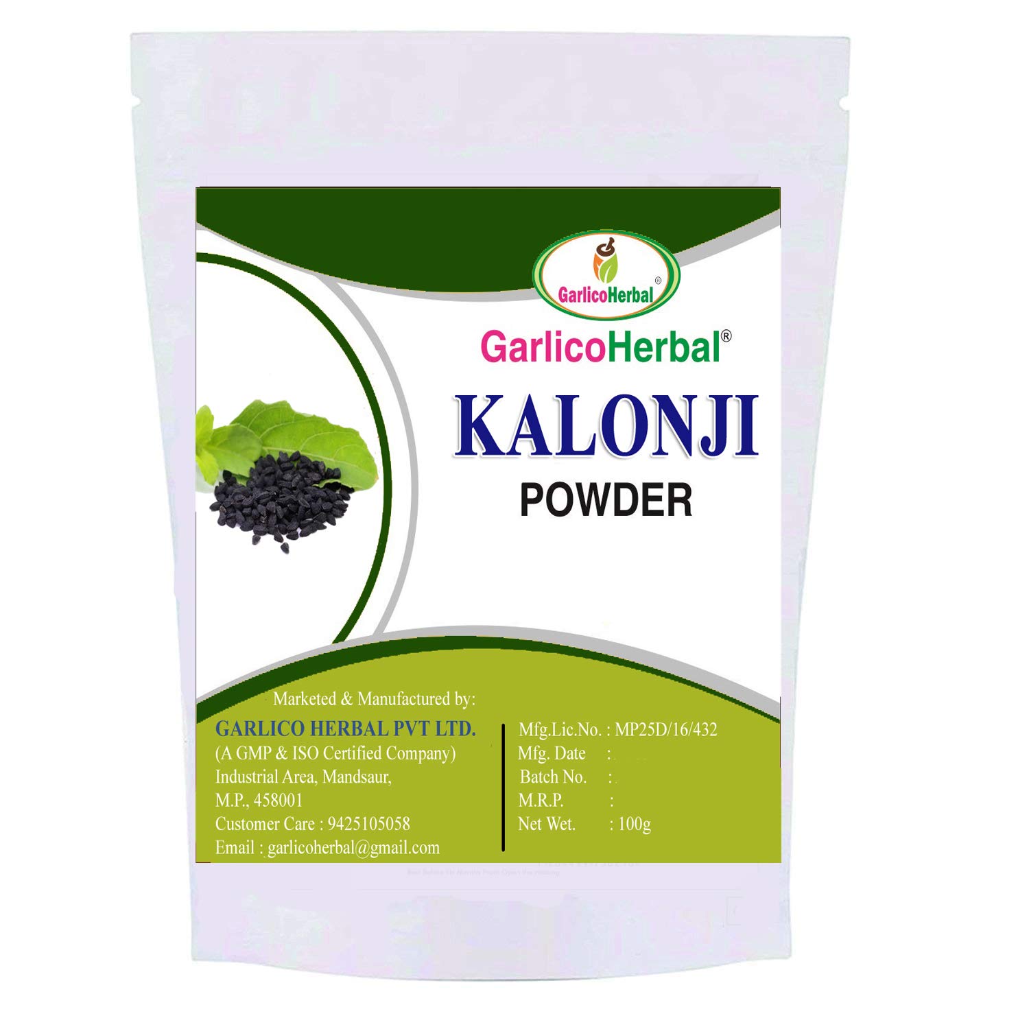 Garlico Herbal Kalonji Black Seed Powder for Skin and Hair Care (100gm ...