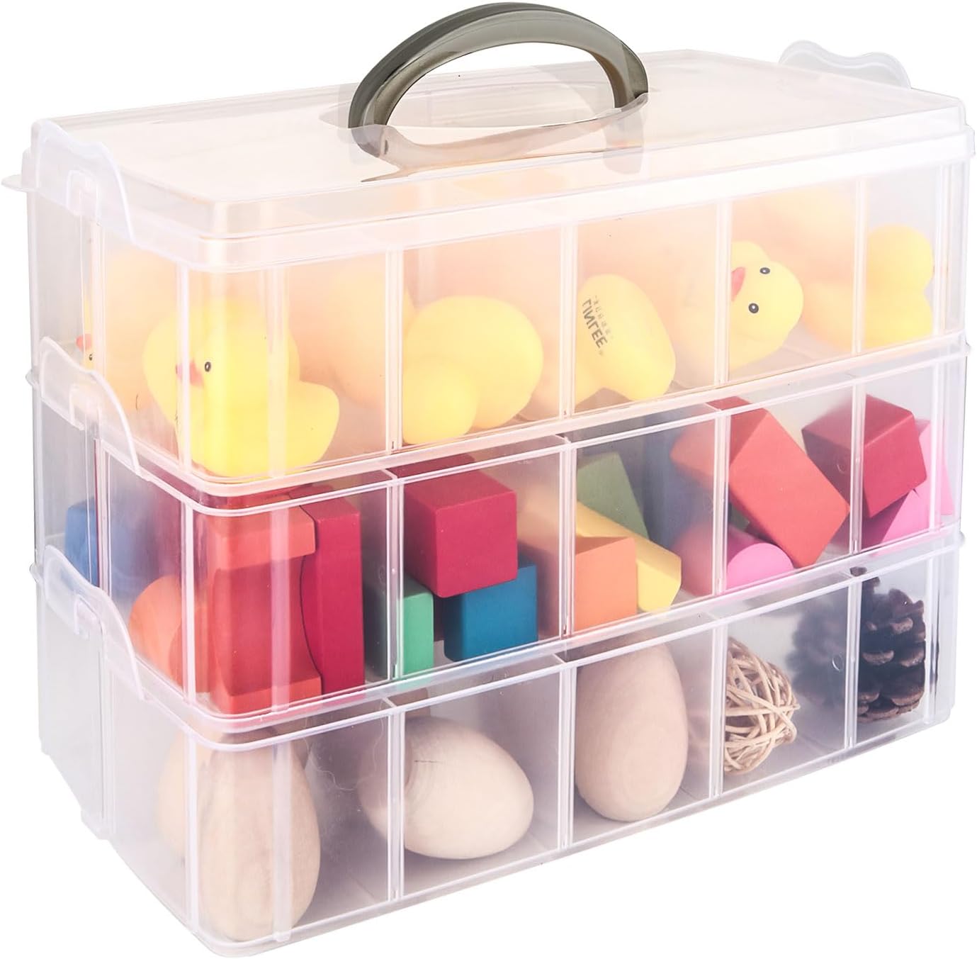 Amazon.com: 3-Tier Stackable Storage Container Box with 30 Adjustable ...