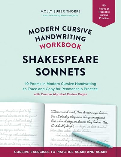 Modern Cursive Handwriting Workbook: Shakespeare Sonnets: 10 Poems in ...