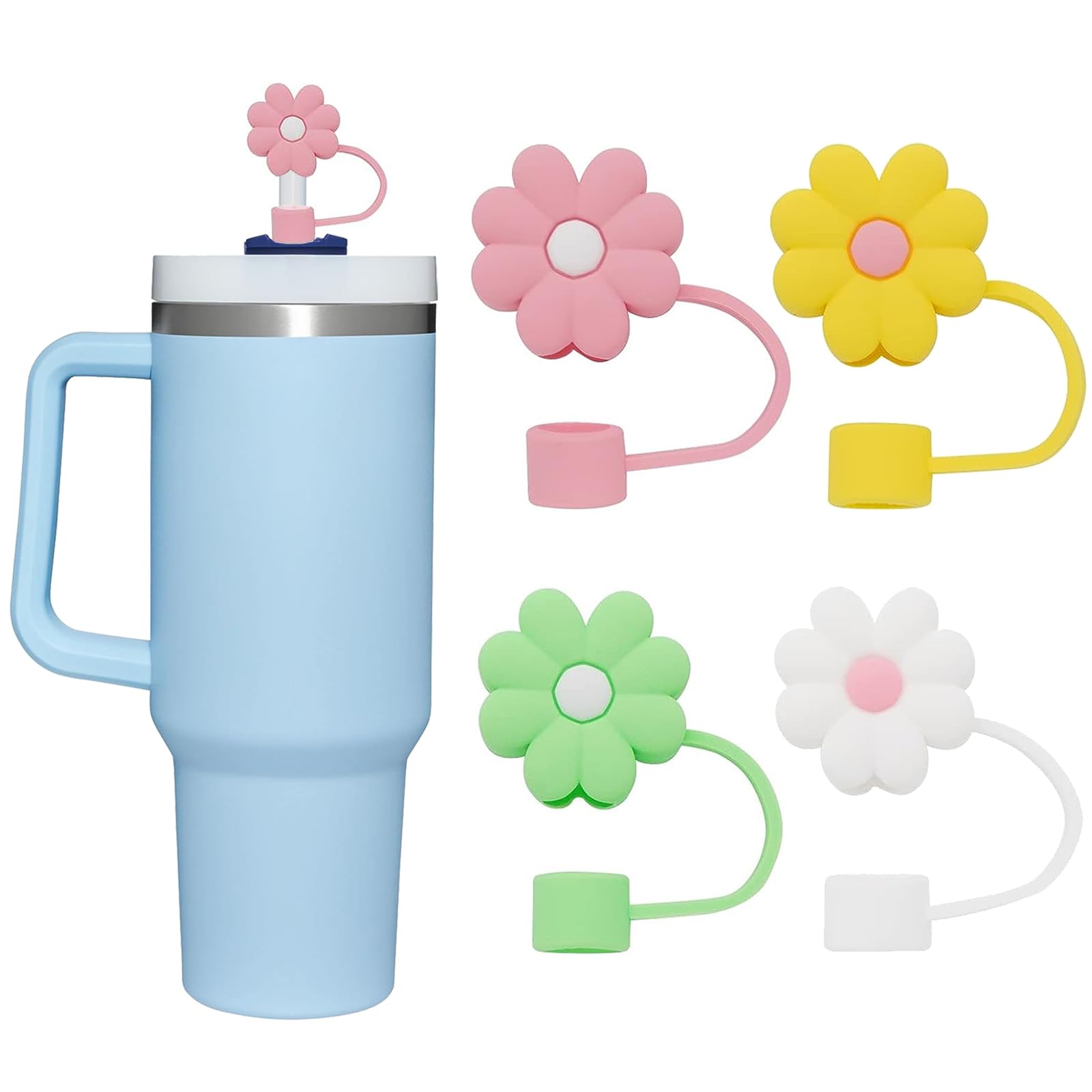 Amazon.com: Axlksia 4 Pcs Cute Straw Cover for Stanley Cup, 10mm ...