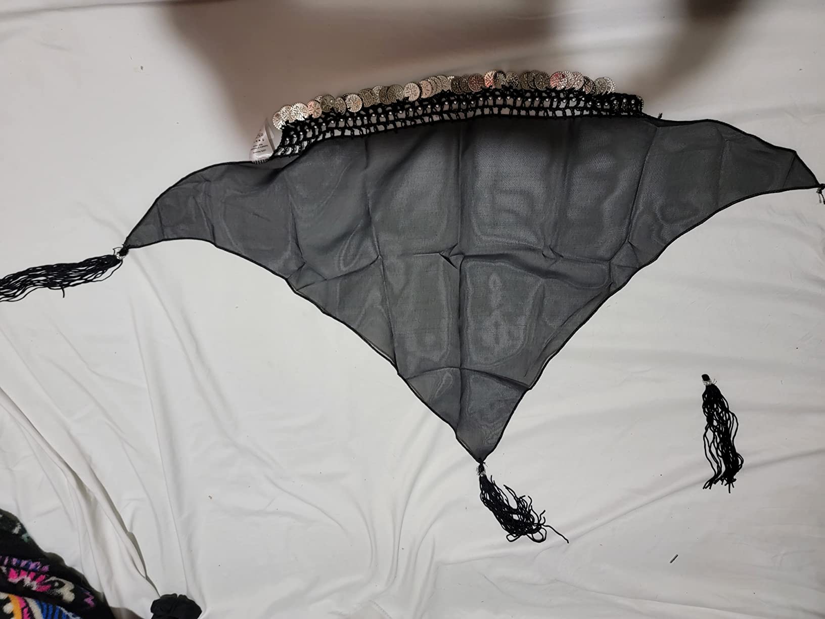 Gypsy Head Scarf With Coins (Black/Silver) at Amazon Women’s Clothing store