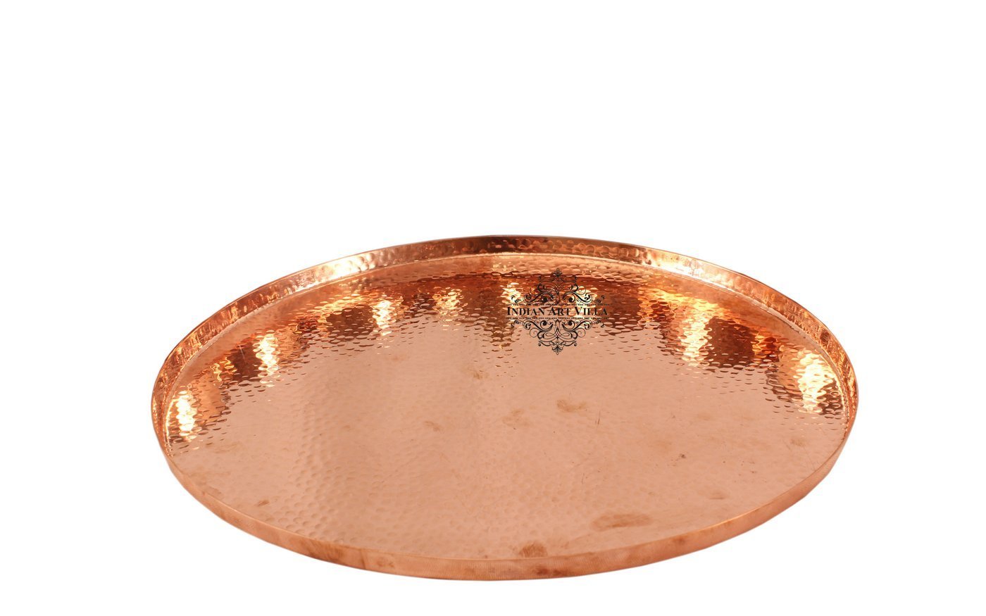 Buy Indian Art Villa Hammered Copper Round Tray Plate, Serveware ...