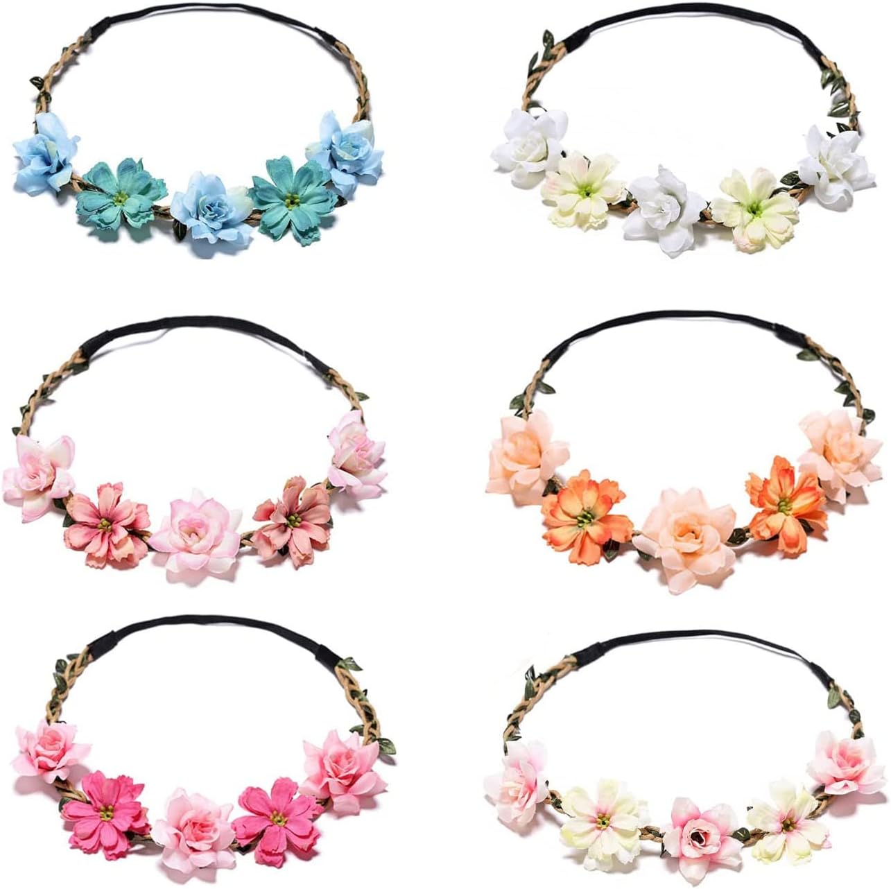 IOPJLK Couronnes de Fleurs Bandeau 6 Pièces，Fleurs Serre Tete Femme ...