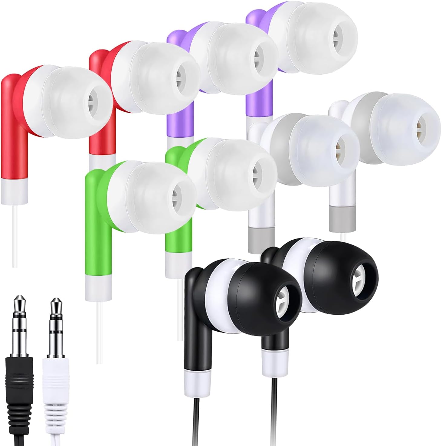 Amazon.com: Bulk Earbud Headphones 50 Pack for School Classroom Kids ...