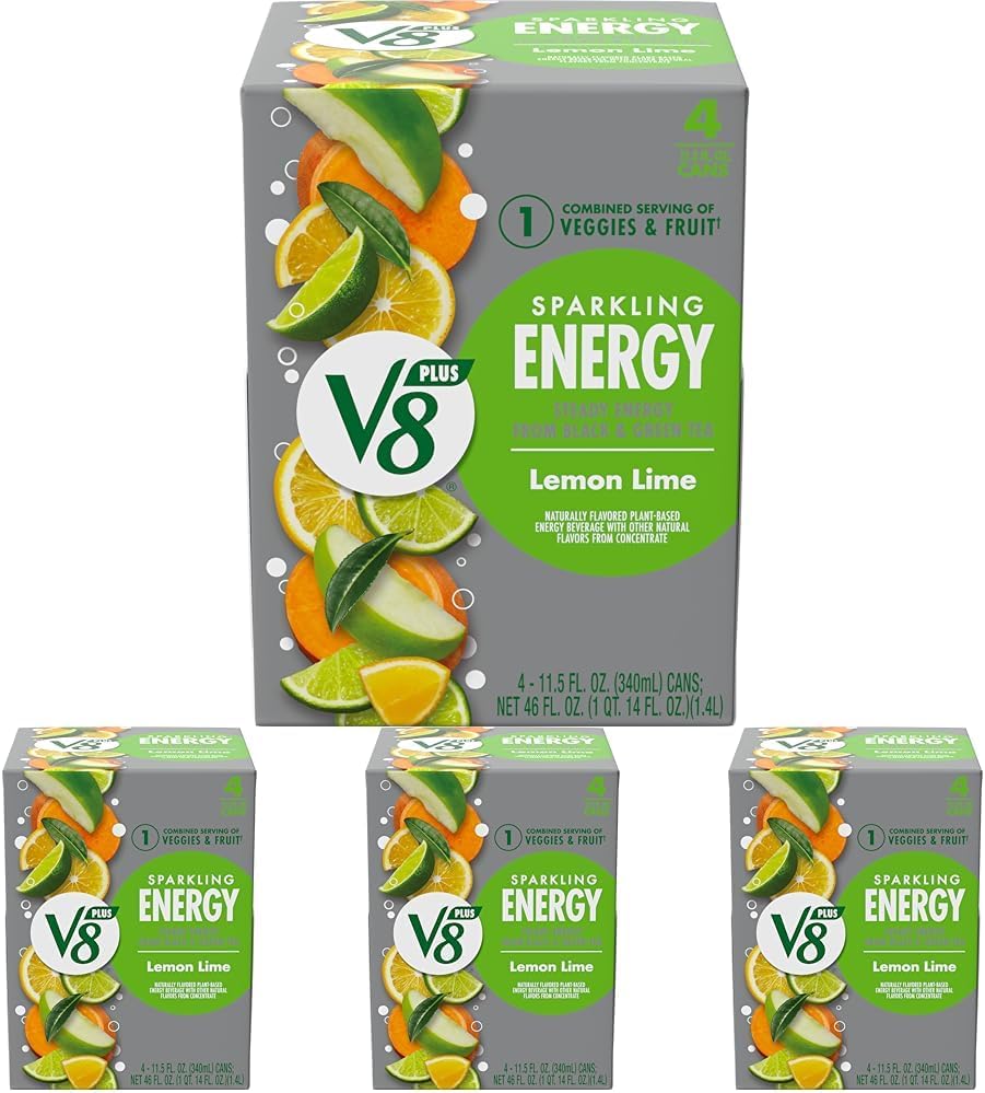 Amazon.com : V8 SPARKLING +ENERGY Lemon Lime Energy Drink, 11.5 fl oz ...